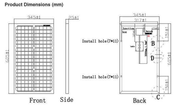 Buy Symmetry Solar PV 30w Module; Mono 12v 5m No Connectors (25mm ...